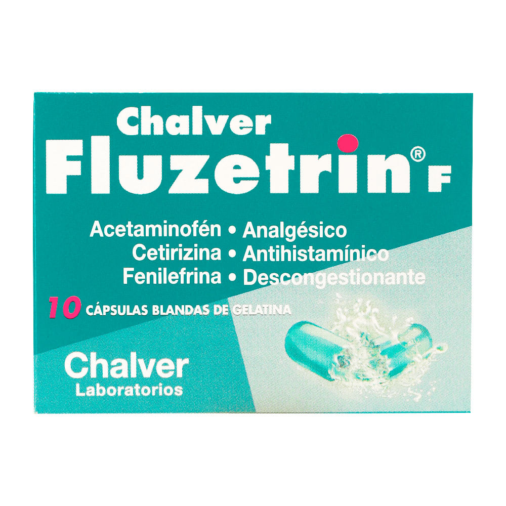 Fluzetrin F Cápsulas Blandas Caja con 10 Unidades - Farmacias Medicity