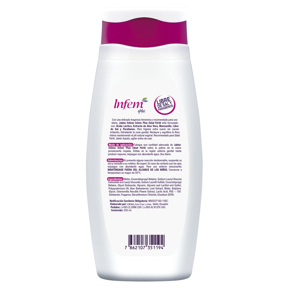 Infem Plus Jabón Íntimo Fertil 250 ml - Farmacias Medicity