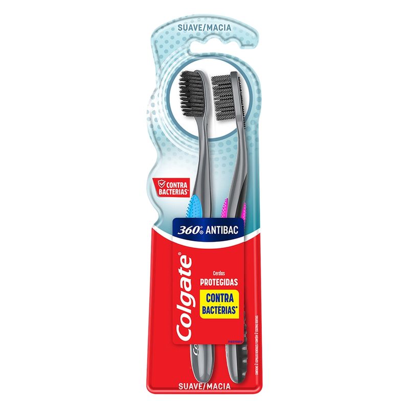 Colgate Cepillo Dental 360 Antibacterial Suave 2 Unidades - Farmacias ...