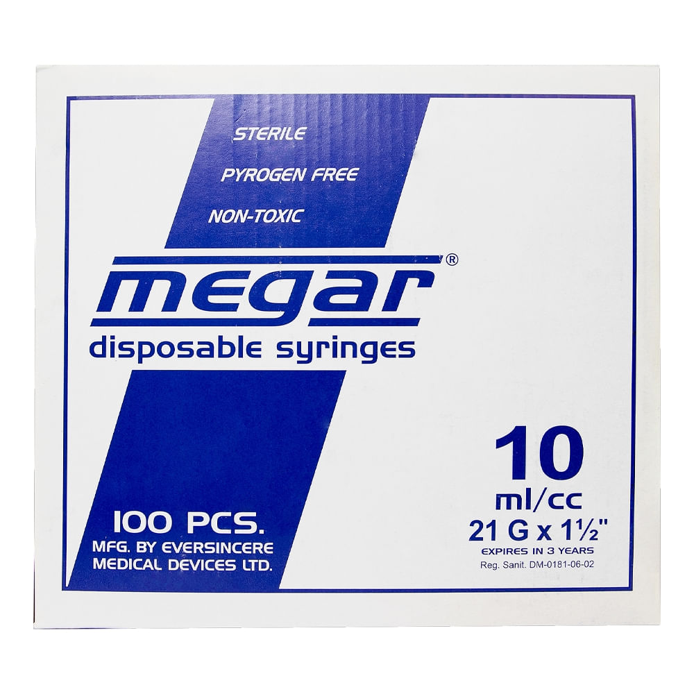 Megar Jeringa 10 mL 21 g 1-1/2 Pulgadas con 100 Unidades - Farmacias ...