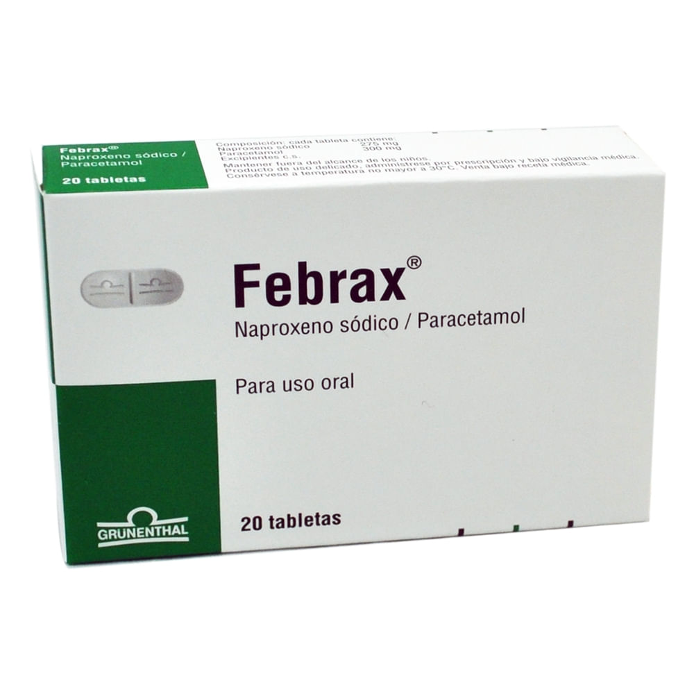 Febrax Tabletas 275 / 300 mg Caja con 20 Unidades - Farmacias Medicity