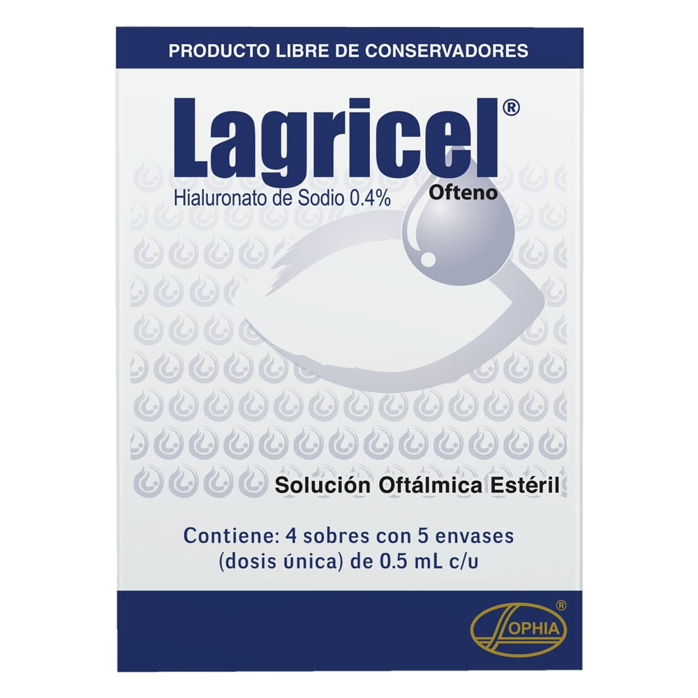 Lagricel Ofteno Solución Oftálmica 4 mg/mL Caja Con 20 Unidades ...
