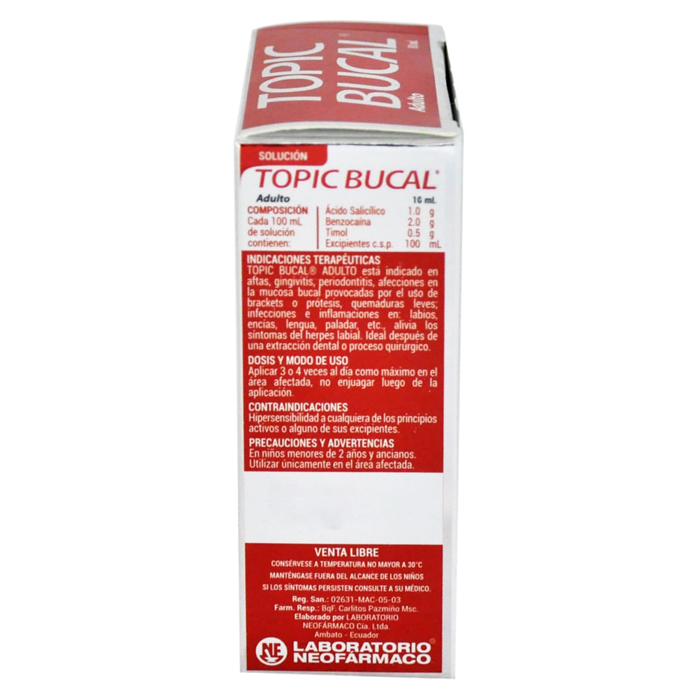 Topic Bucal Solución Adultos Frasco Con 10 mL - Farmacias Medicity