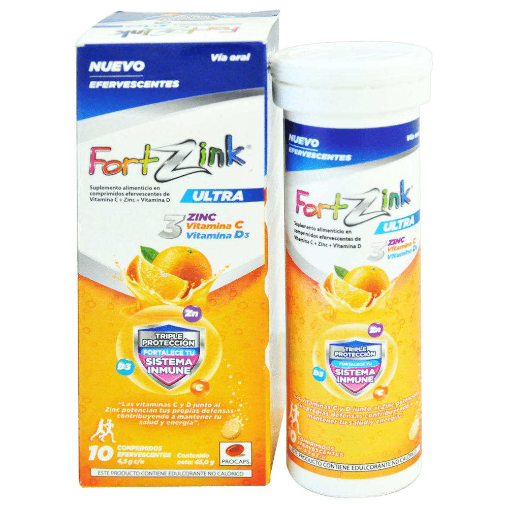 Fortzink Ultra 3 Comprimido Efervescente 4.5 g Frasco con 10 Unidades ...