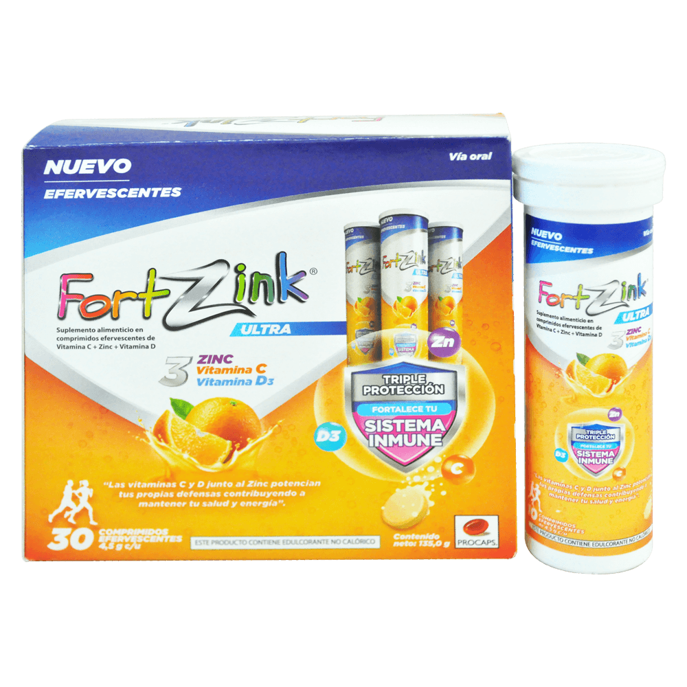 Fortzink Ultra 3 Comprimido Efervescente 4.5 g Caja 30 Unidades ...