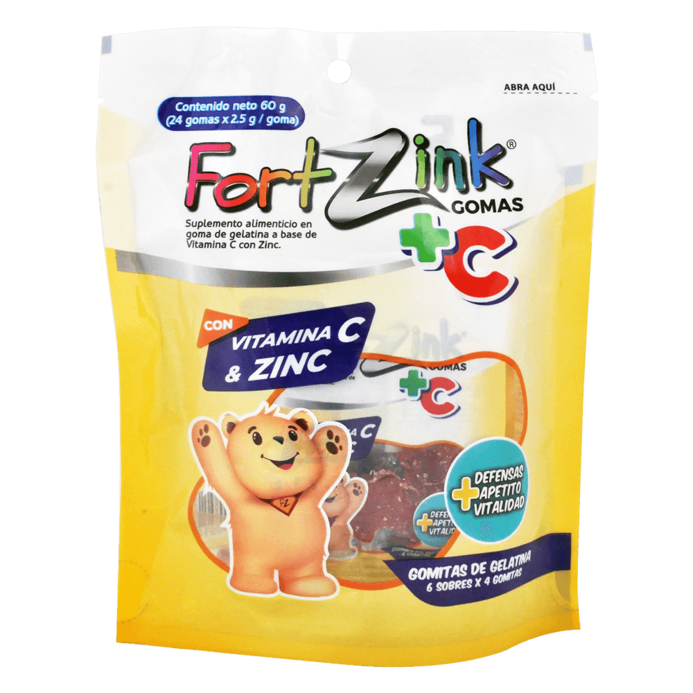 Fortzink+C Gomitas Masticables 6 Sobres de 60 g - Farmacias Medicity