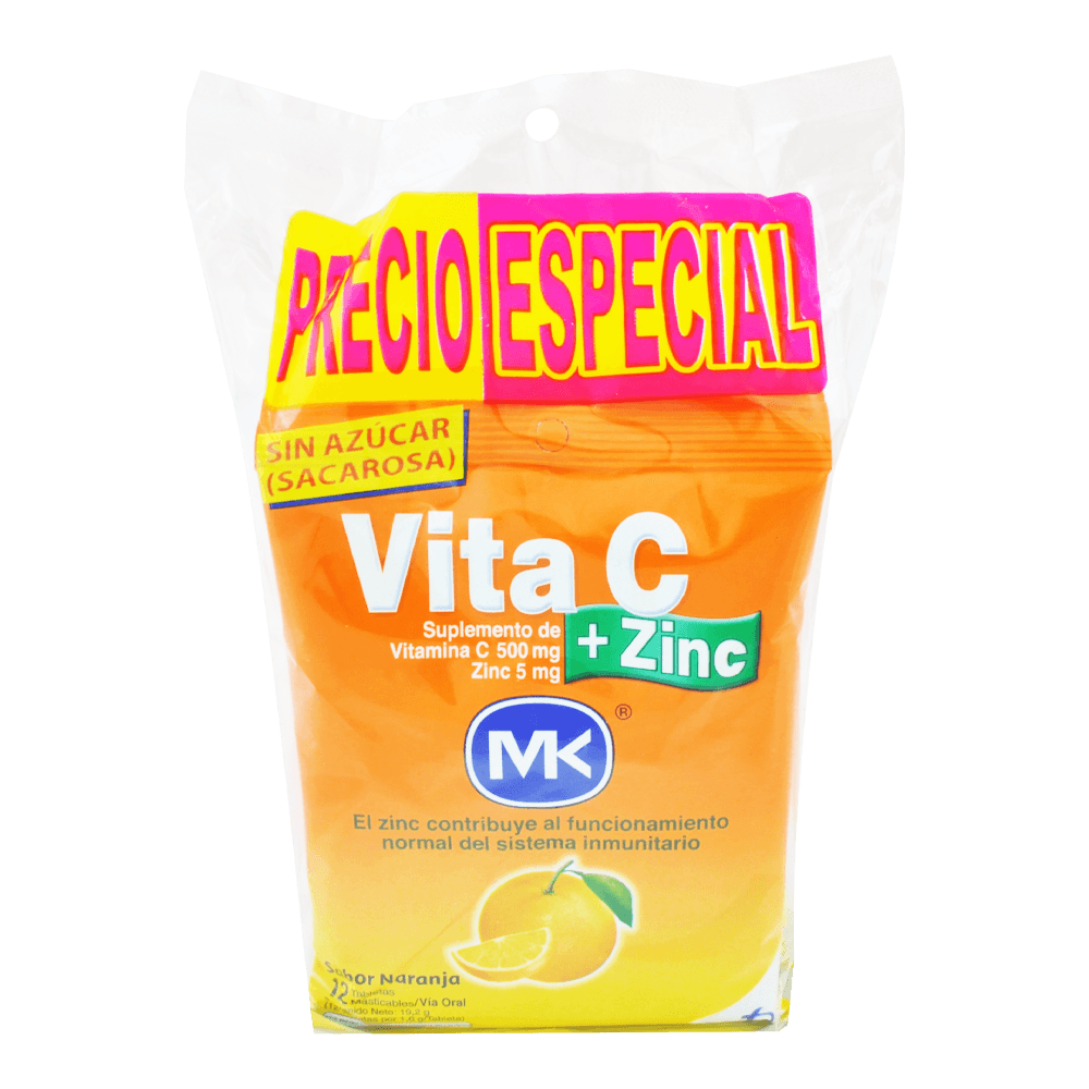 Vita C+Zinc Tabletas Masticables Naranja lleva 12 sobres c/u 12 ...