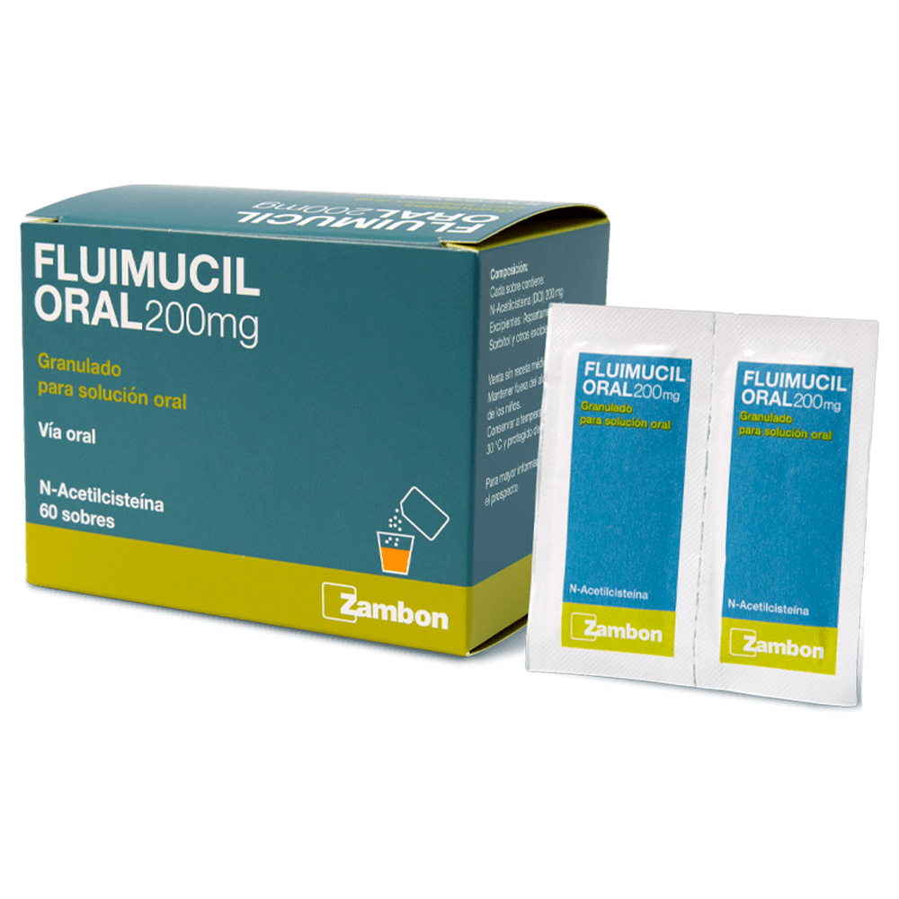 Fluimucil Granulado 200 mg Sobre 1 g Caja 60 Unidades - Farmacias Medicity