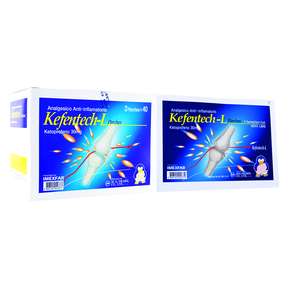 Kefentech-L Parche 30 mg 10x7cm X3 Paquete 1 Unidad - Farmacias Medicity