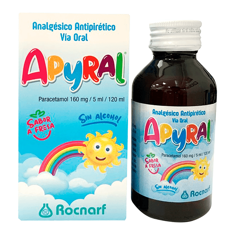 Apyral Jarabe 160mg/5ml Fresa Frasco 120 ml - Farmacias Medicity