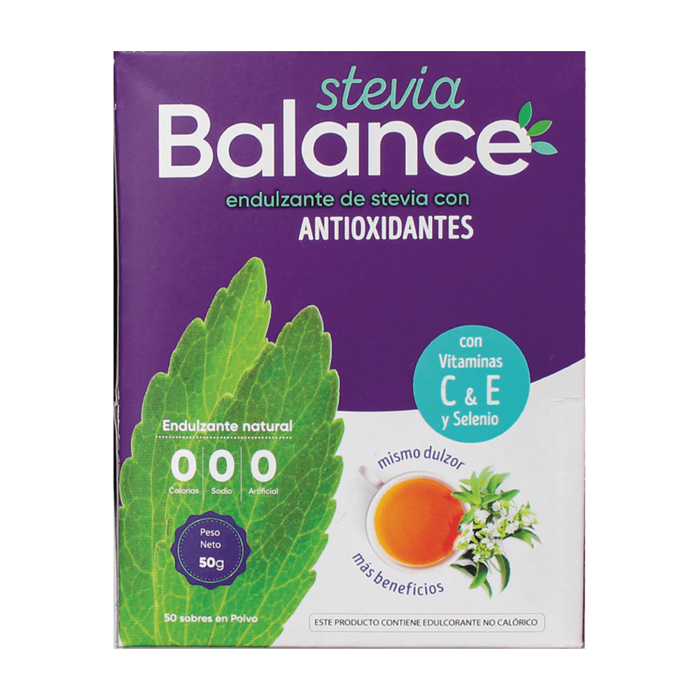 Stevia Balance Endulzante Polvo Antioxidante 50 Unidades - Farmacias Medicity