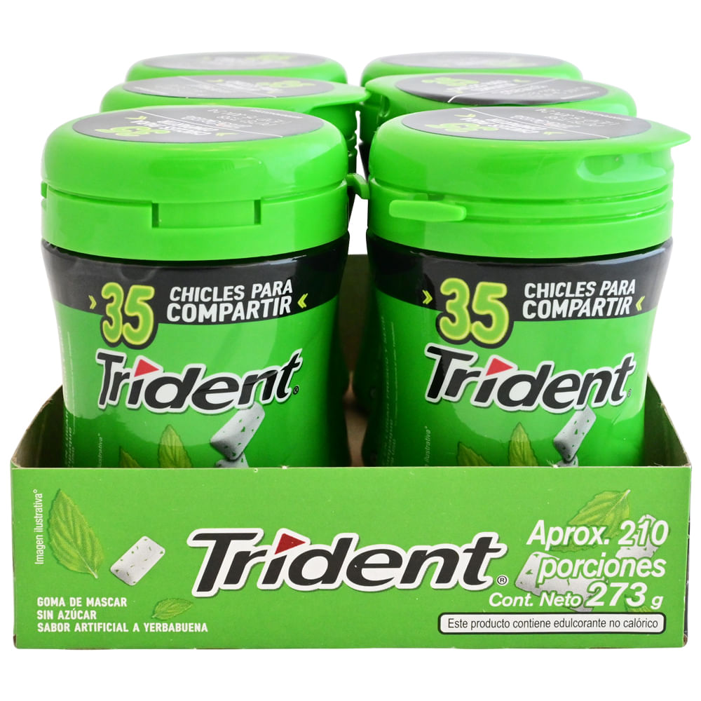 Trident Chicles Yerbabuena Sin Azúcar 45.5 g 6 Unidades - Farmacias ...