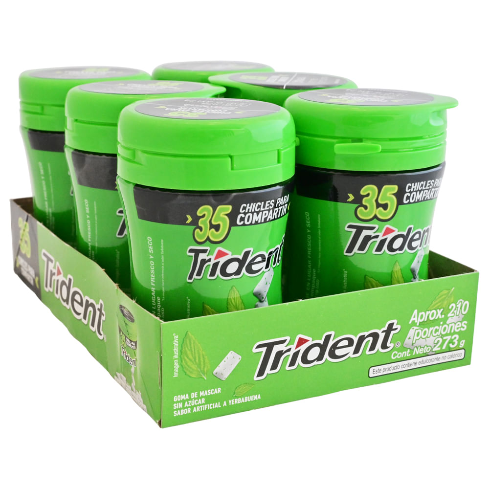 Trident Chicles Yerbabuena Sin Azúcar 45.5 g 6 Unidades - Farmacias ...