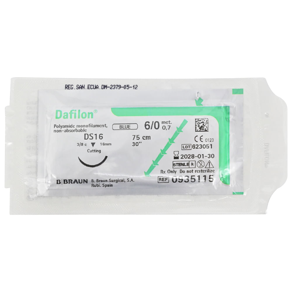 Braun Dafilon #6-0 45cm Ds-16 Aguja 3/8c - Farmacias Medicity