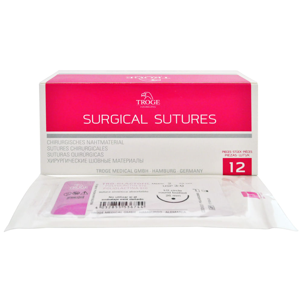 Troge Sutura Glacto (Vicryl) 3-0 26mm 12 Unidades - Farmacias Medicity