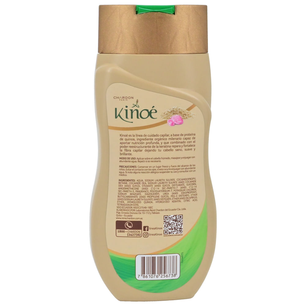 Kinoe Shampoo Quinoa + Keratina Reparación 550 ml - Farmacias Medicity