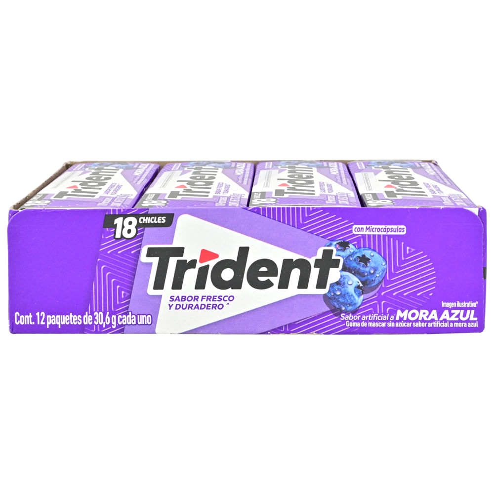 Trident Chicles Mora Azul 30.6 g Caja 12 Unidades - Farmacias Medicity