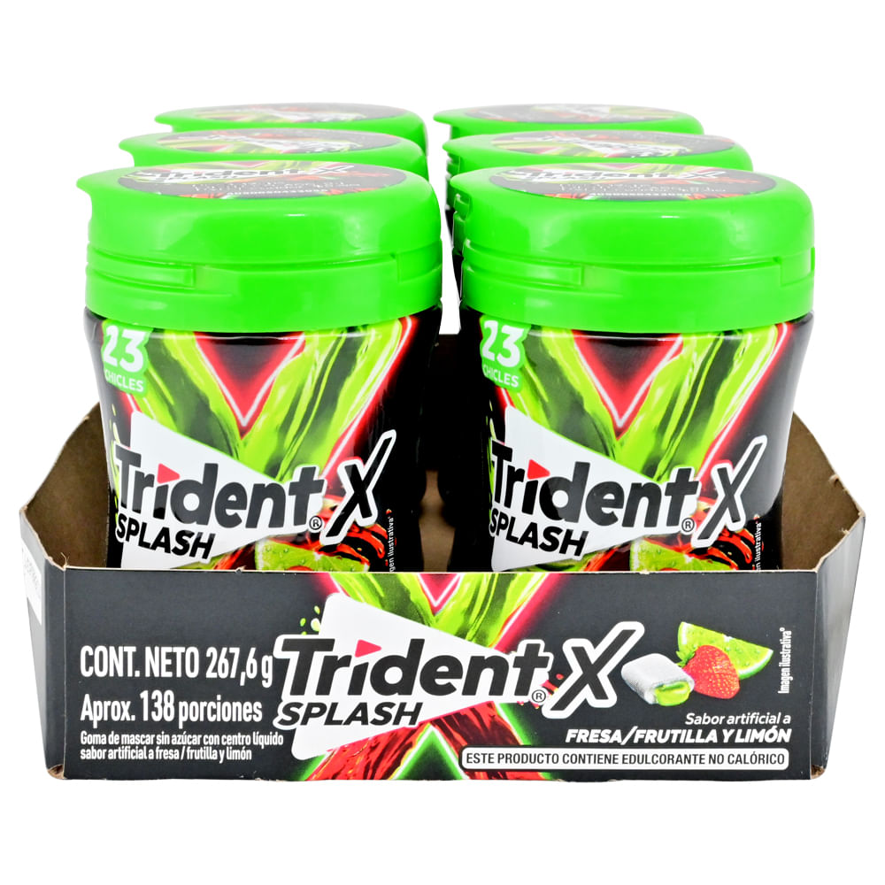 Trident X Chicles Splash Fresa/Limón Frasco 44.6 g - Farmacias Medicity
