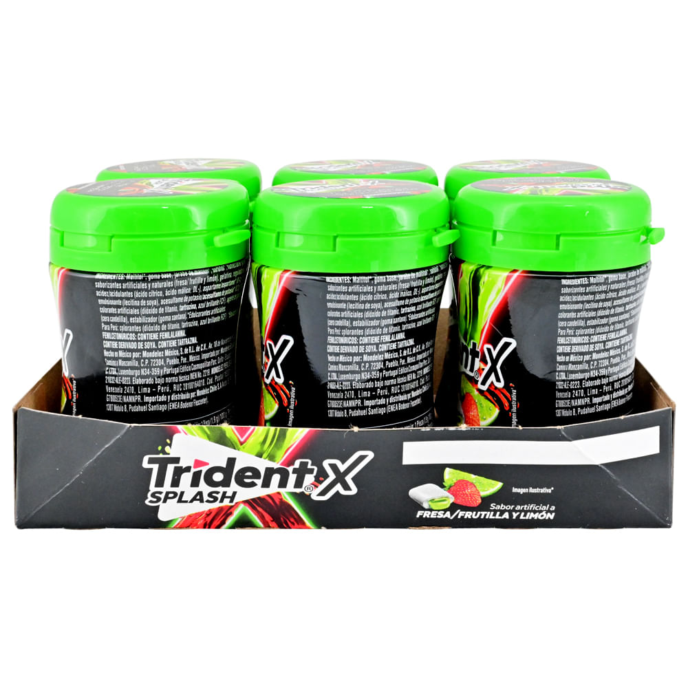 Trident X Chicles Splash Fresa/Limón Frasco 44.6 g - Farmacias Medicity