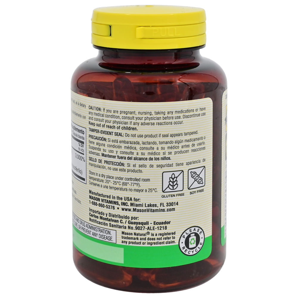 Mason Vitamina E Cápsulas Blandas 1000Ui Frasco 100 Unidades ...