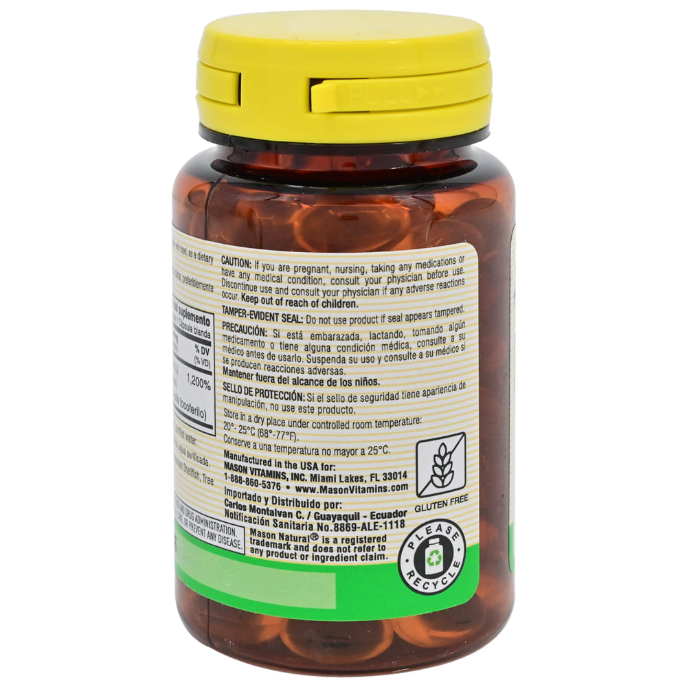 Mason Vitamina E Cápsula Blanda 400 UI 100 Unidades - Farmacias Medicity