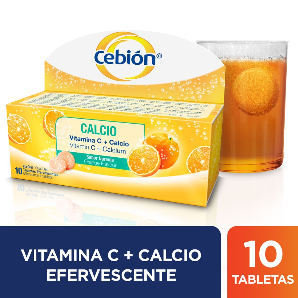 Cebión Tabletas Efervescentes De Vitamina C + Calcio 10 Unidades ...