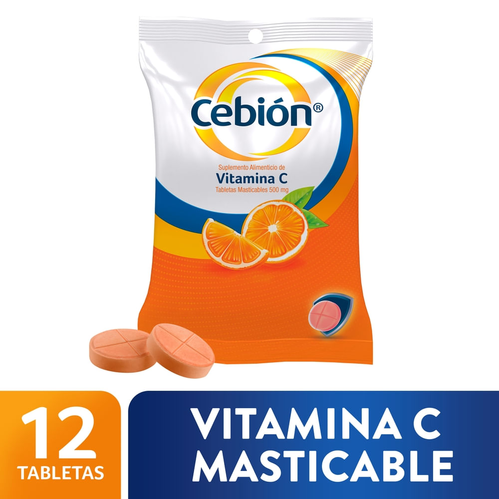 Cebión Tabletas Masticables Vitamina C Sabor Naranja 12 Unidades ...