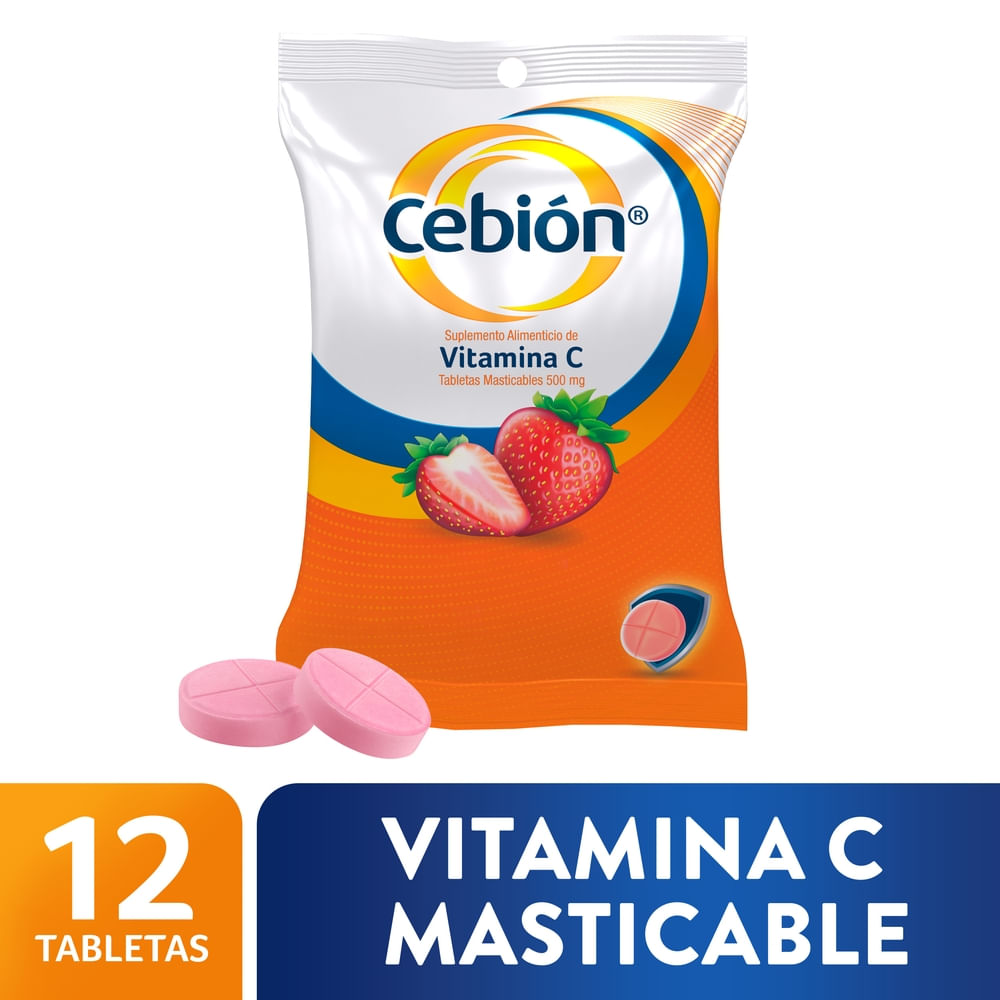 Cebión Tabletas Masticables Vitamina C 12 Unidades - Farmacias Medicity