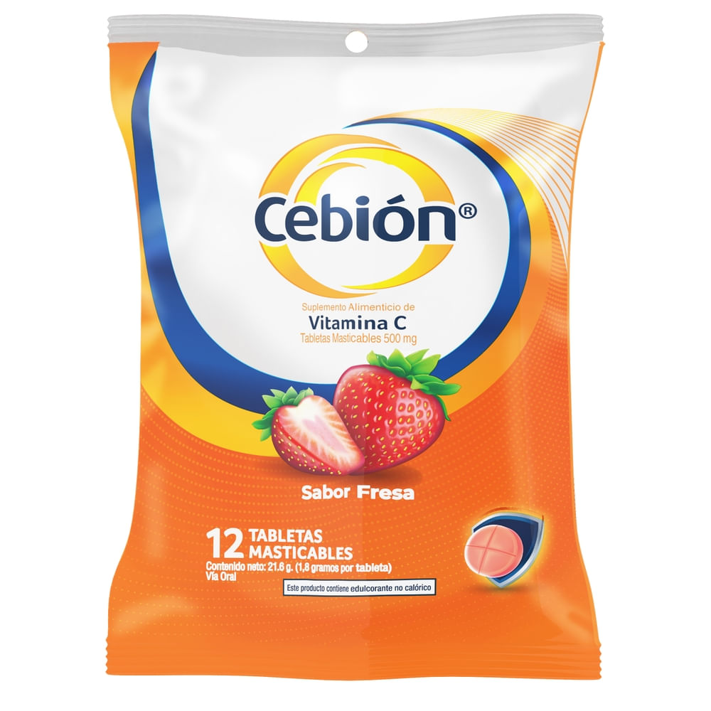 Cebión Tabletas Masticables Vitamina C 12 Unidades - Farmacias Medicity