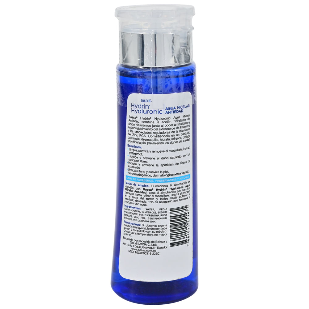 Hydrin Hyaluronic Agua Micelar Antiedad 200 ml - Farmacias Medicity