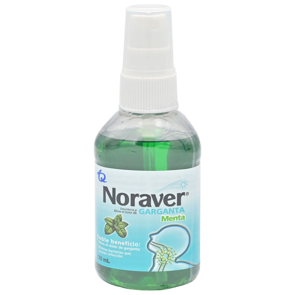 Noraver Solución Spray Tópica Garganta Spray Menta Frasco 120 ml ...