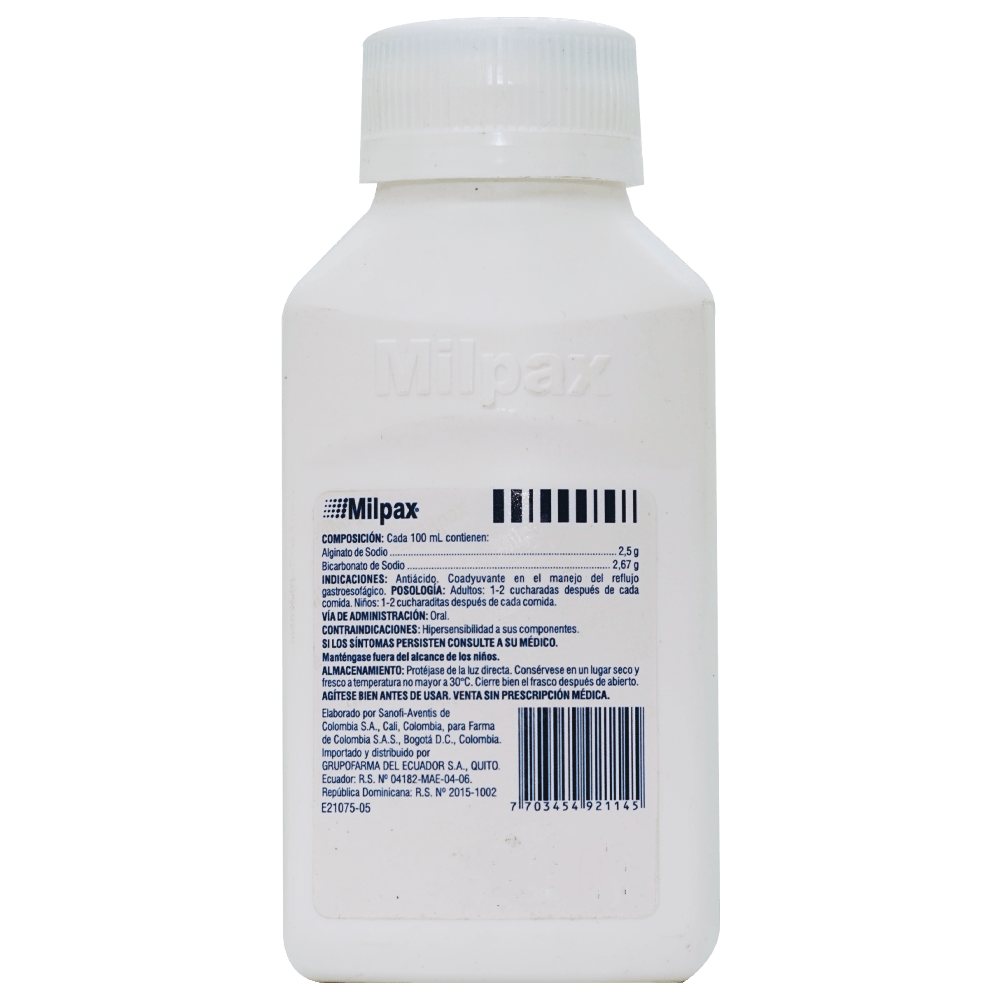 Milpax Suspensión Chicle Frasco 150 ml - Farmacias Medicity