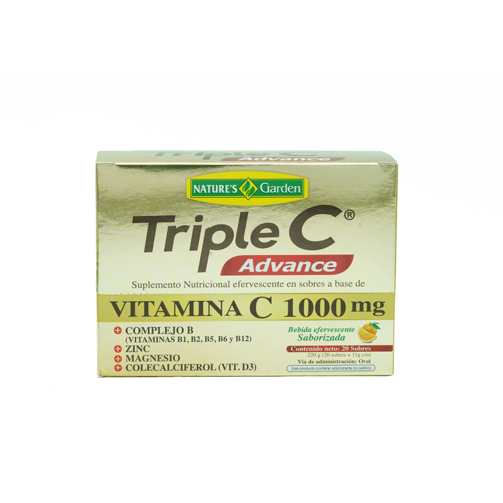 Triple C Advance Vitamina C 1000mg Efervescentes Complejo B, Vitamina ...