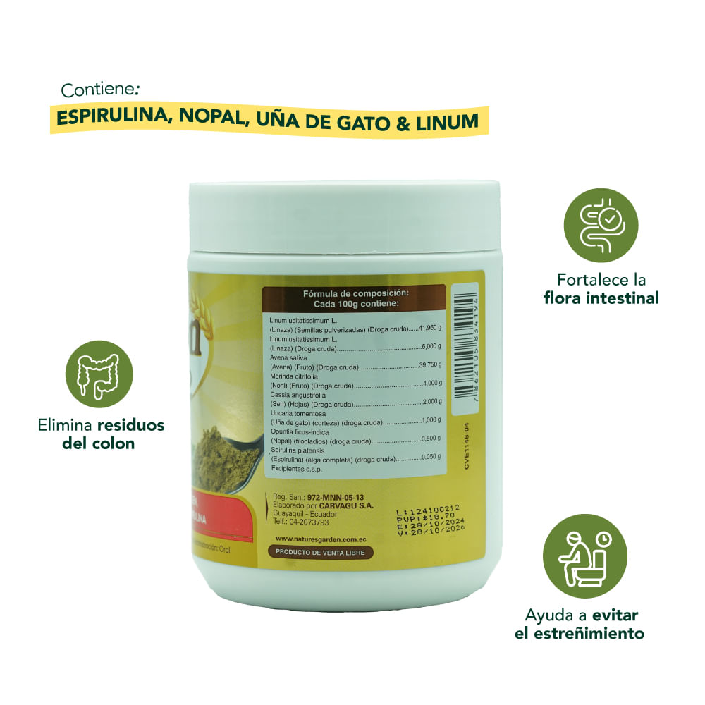 Colon Live Polvo Fibras Naturales Frasco 500 g - Farmacias Medicity
