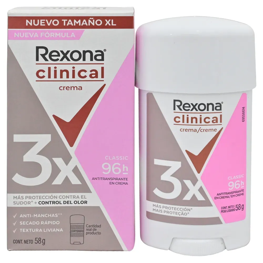 Rexona Desodorante Crema Clinical Women Classic XL 58 g - Farmacias ...